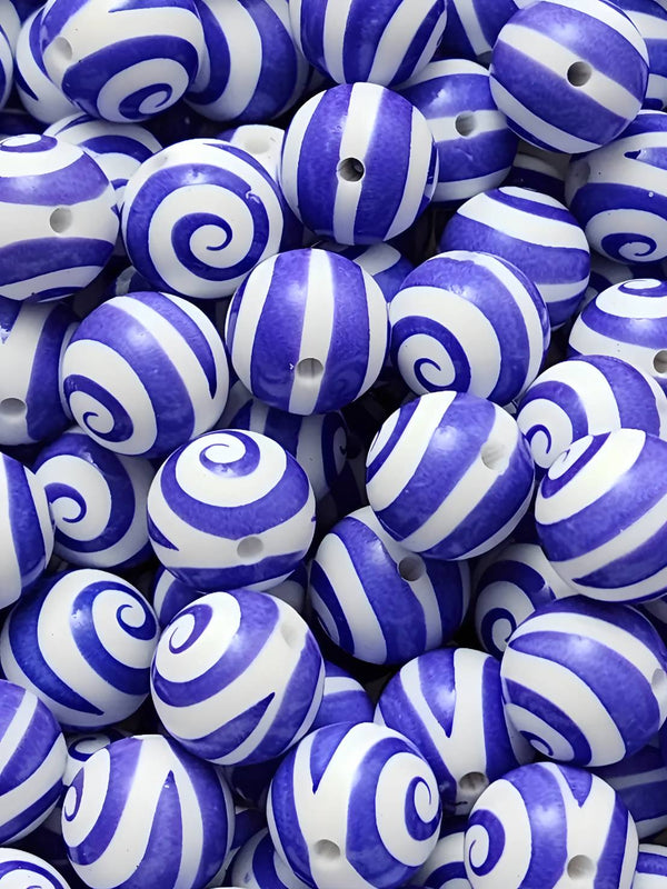 Blue Swirl 15mm Silicone Beads – Bailey's Beads